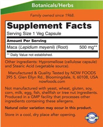 Maca 500 mg 100 capsules – Supplements maroc