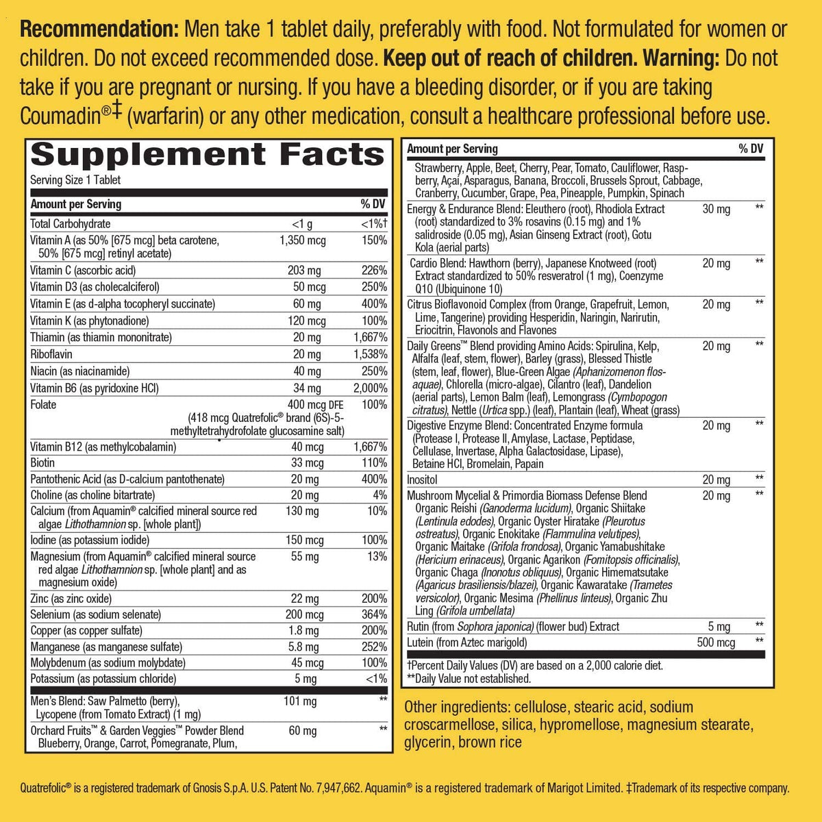 Men's Ultra Potency Complete Multivitamin, 60 tablets – Supplements maroc